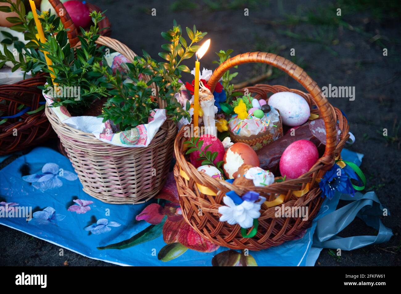 Easter baskets before consecration. Christians around the world ...