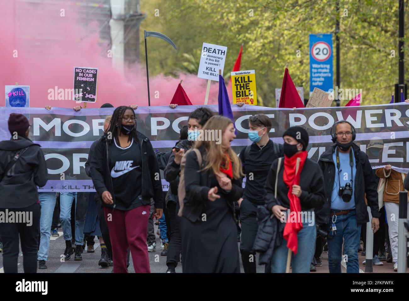 Westminster, London. 1st May 2021. Protesters gather in Trafalgar ...