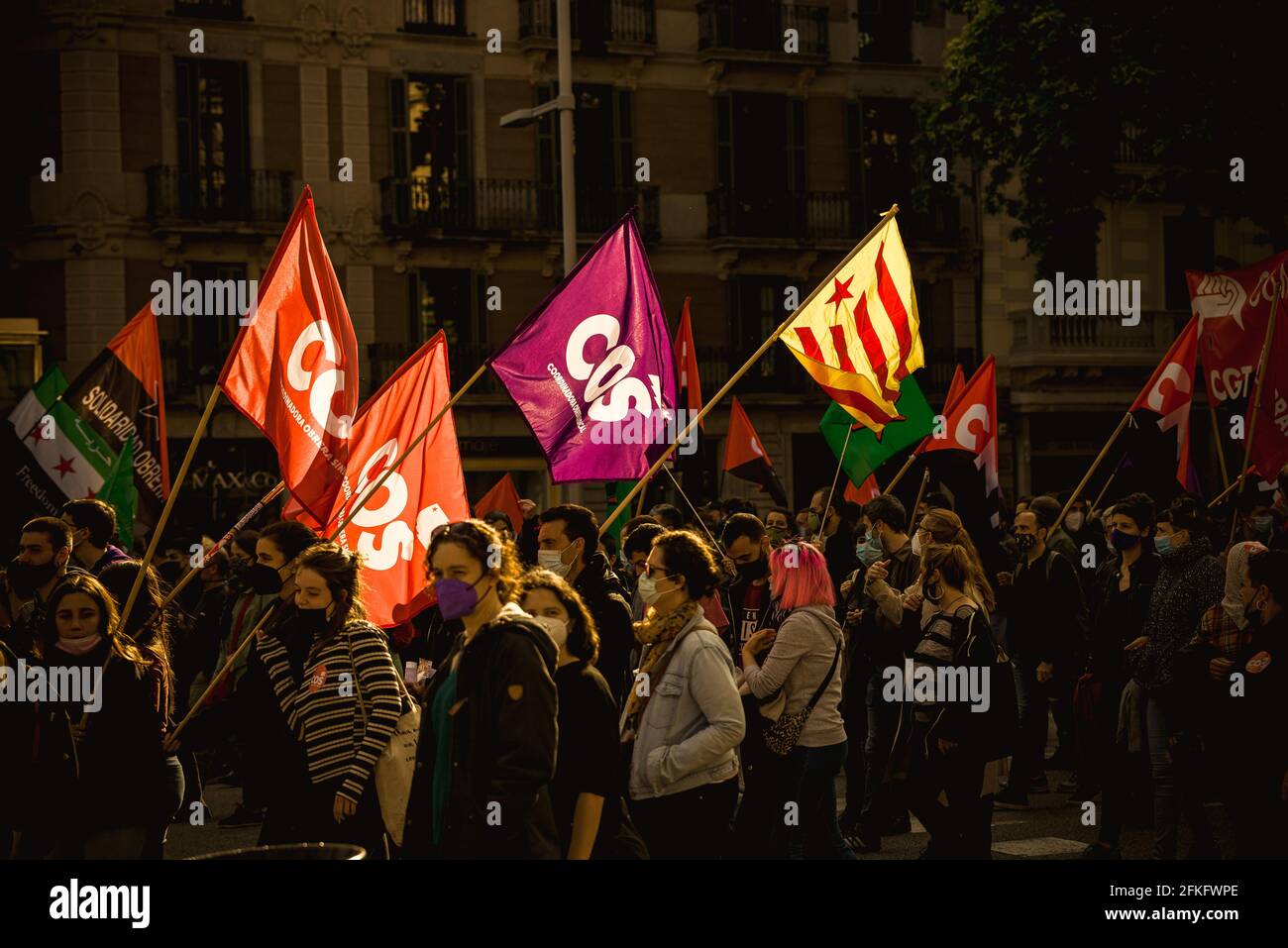 Barcelona, Spain. 1st May, 2021. Members of a great variety of left ...