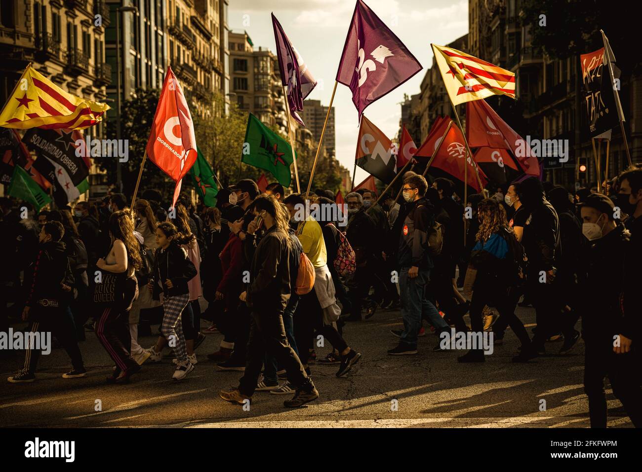 Barcelona, Spain. 1st May, 2021. Members of a great variety of left ...