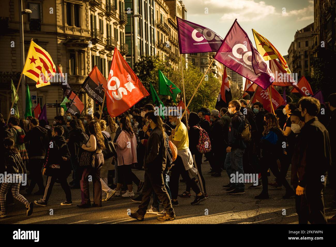 Barcelona, Spain. 1st May, 2021. Members of a great variety of left ...