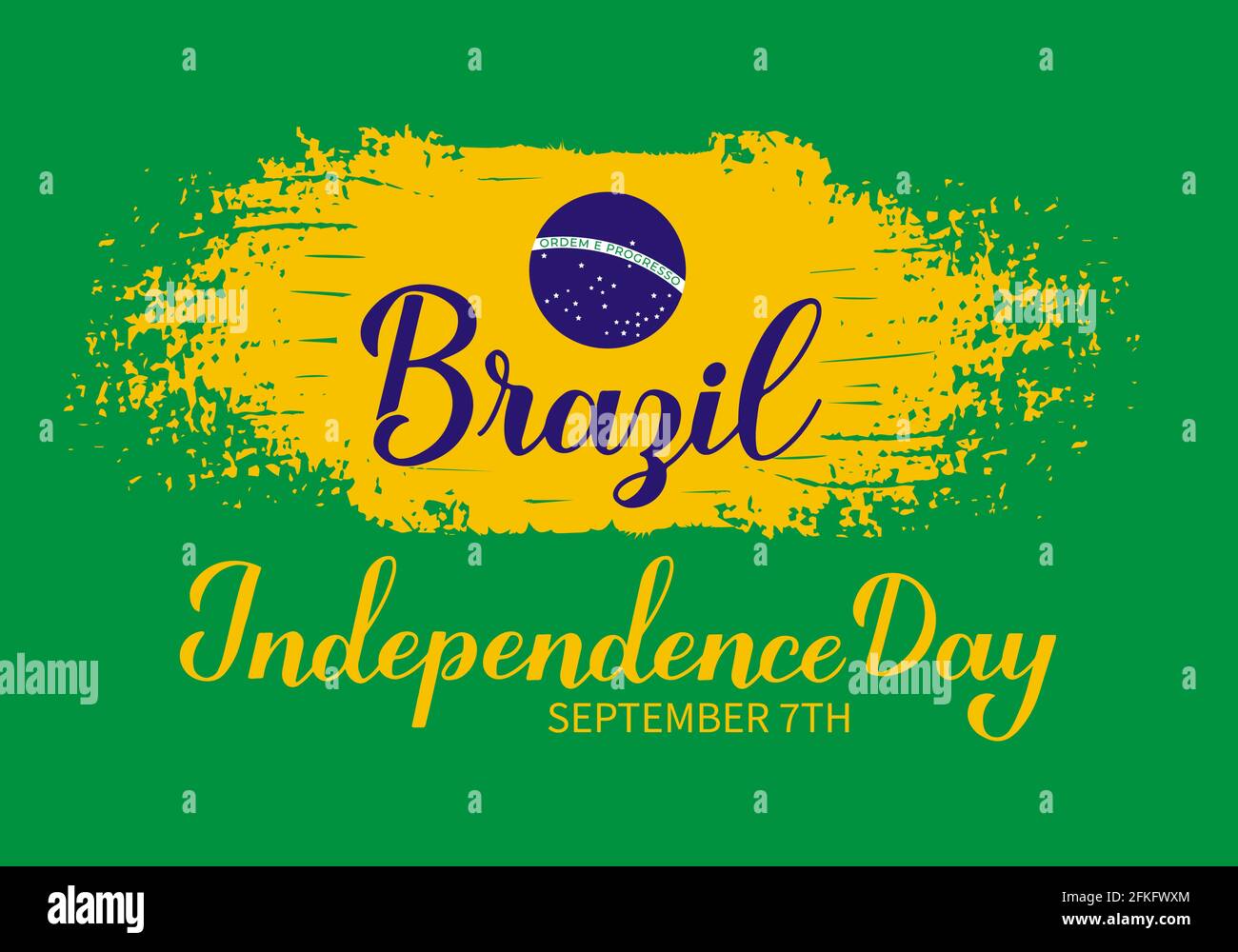 Brazil Independence Day calligraphy hand lettering with flag. Brazilian ...