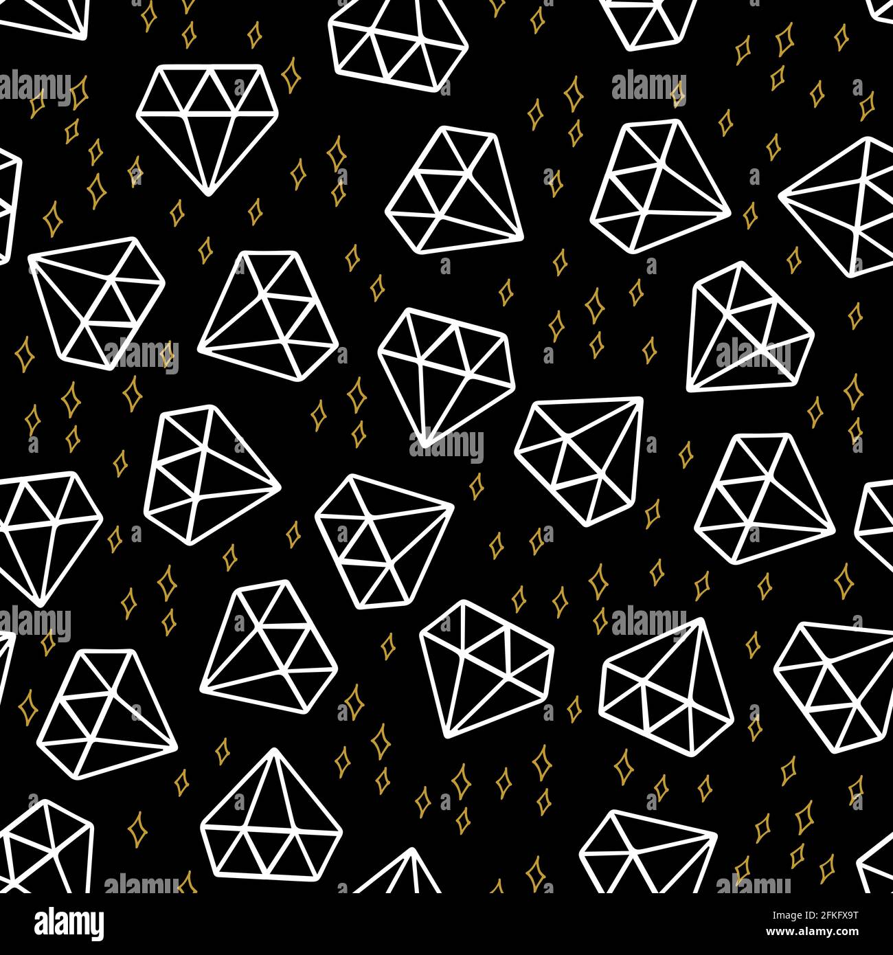 Seamless pattern of hand sketched diamonds. Doodle gem stones vector ...