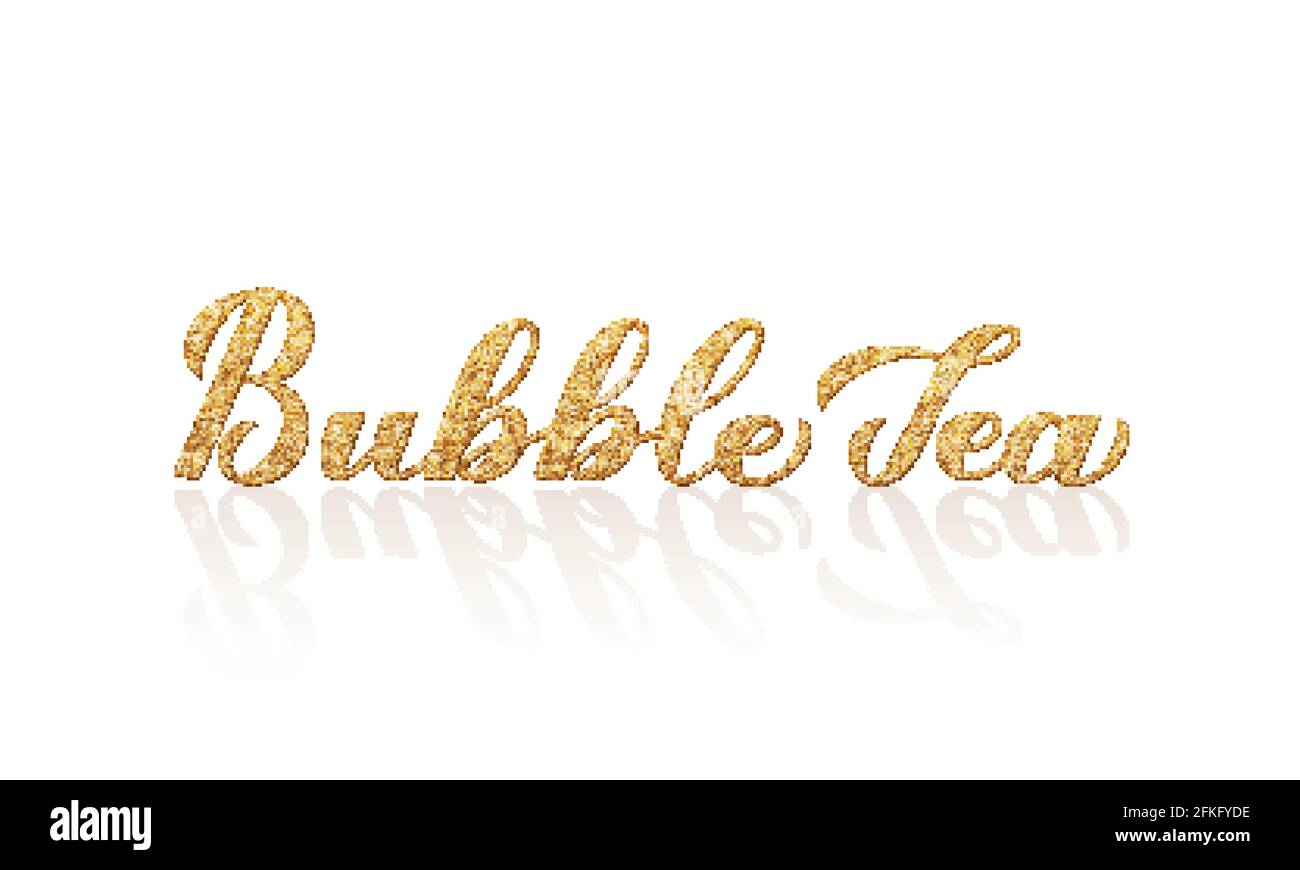 Bubble Tea calligraphy lettering with shadow. Letters made of bubblies ...
