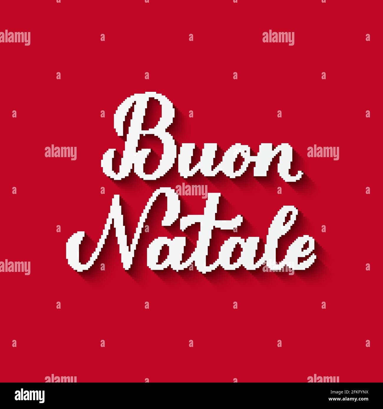 Buon Natale calligraphy hand lettering with shadow on red background ...