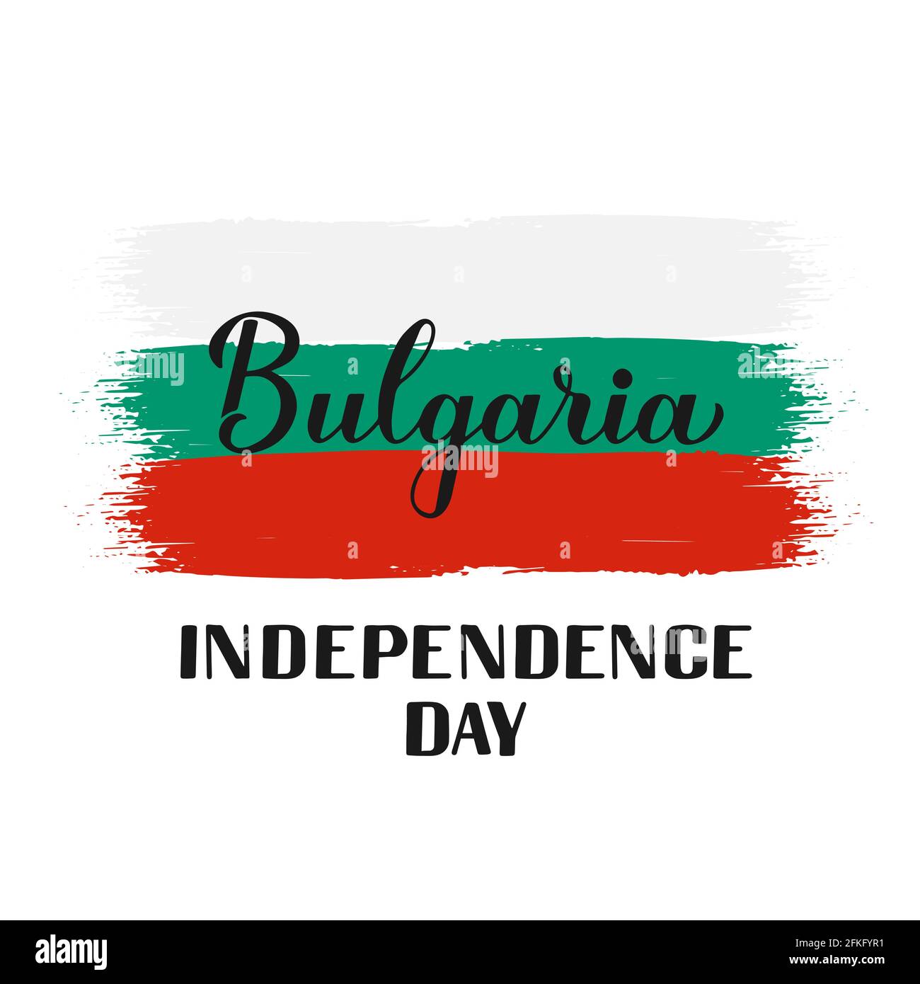Bulgaria Independence Day calligraphy hand lettering with flag ...