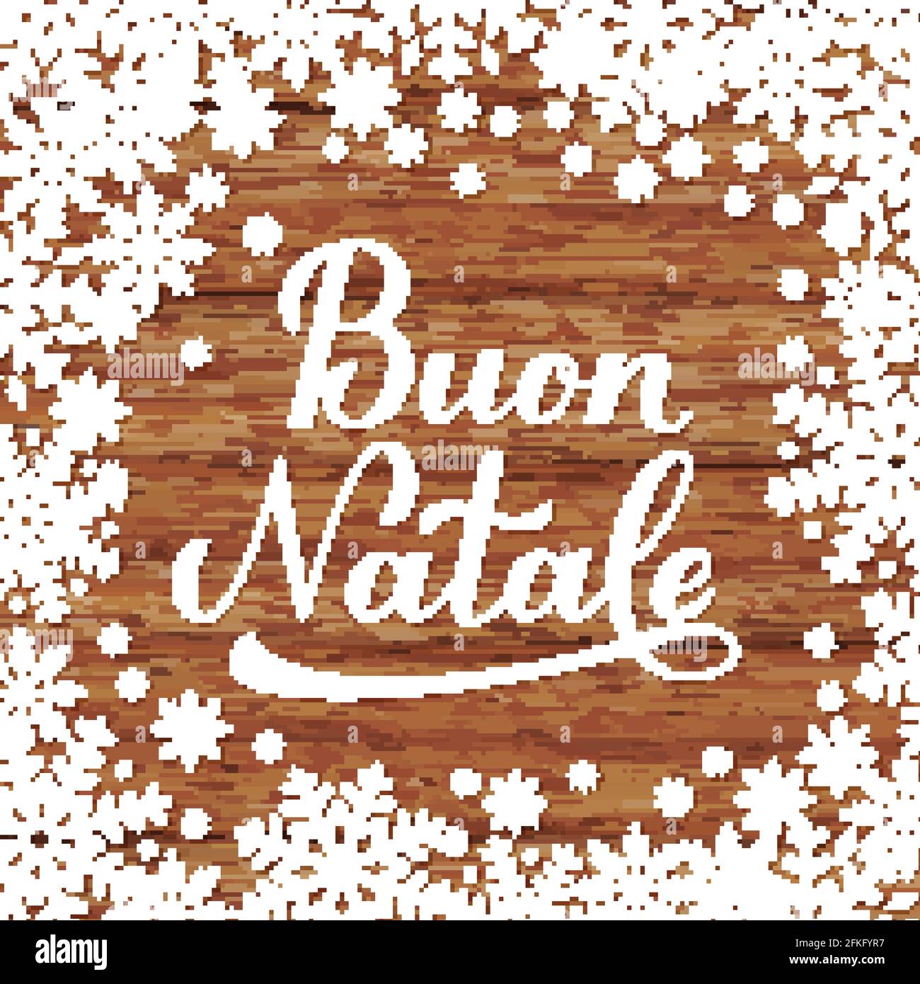 Buon Natale calligraphy hand lettering on wooden background with ...