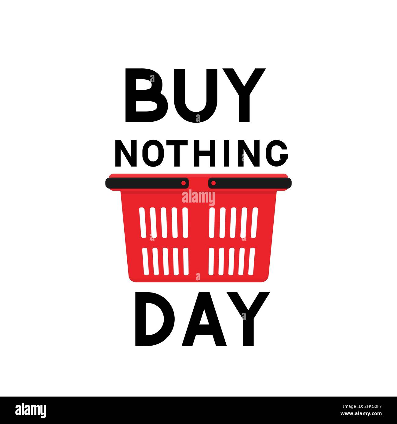 Buy Nothing Day lettering with shopping basket isolated on white ...