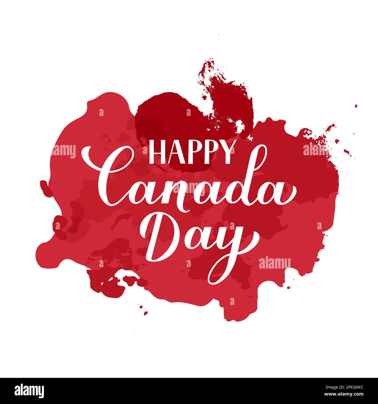 Happy Canada Day typography poster. Calligraphy hand lettering on paint ...
