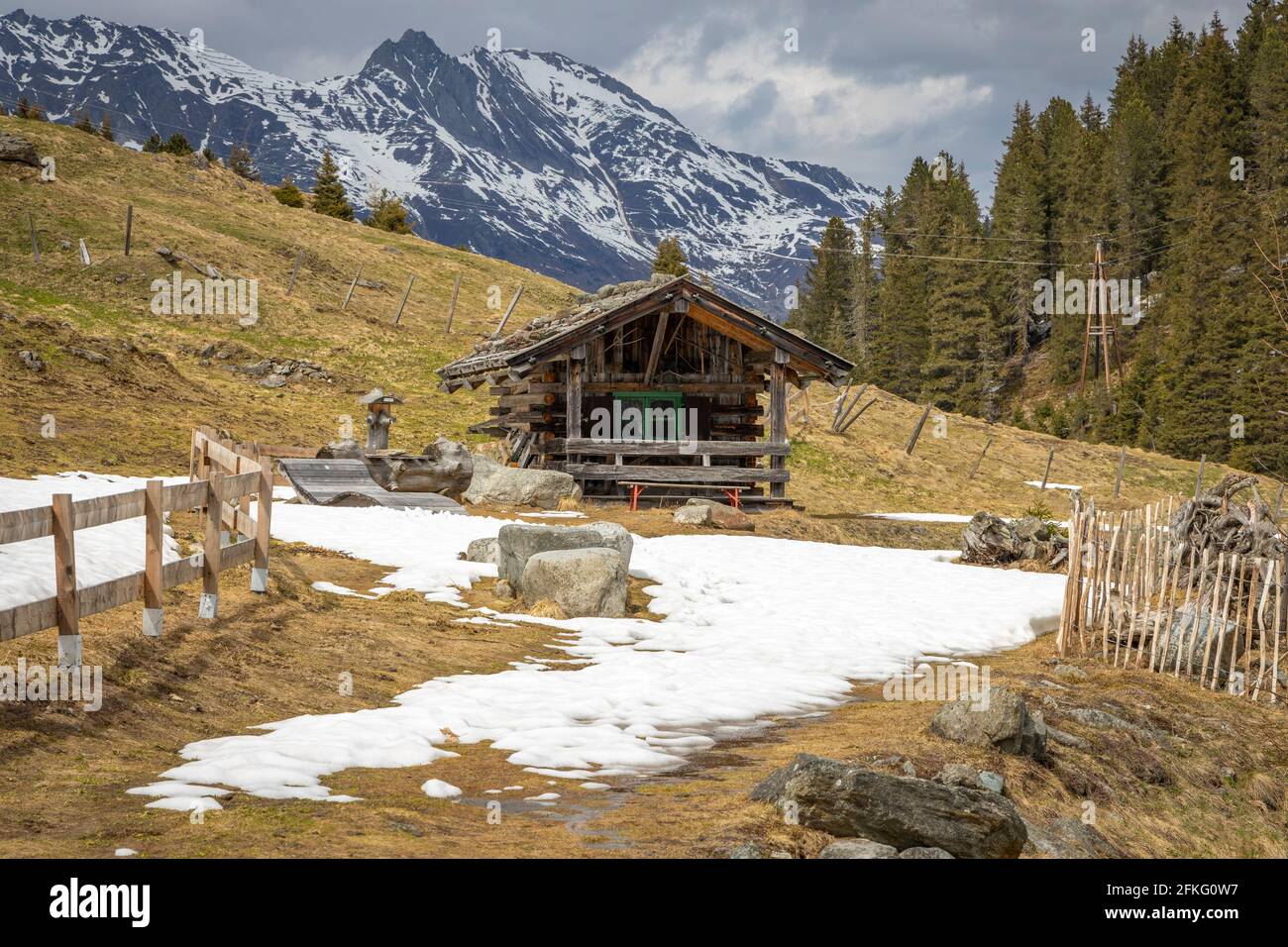 Small mountain cabin at the Moos fish pond, Austria Stock Photo - Alamy