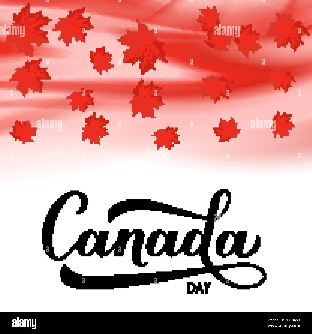 Canada day Calligraphy hand lettering with red maple leaves. Vector ...