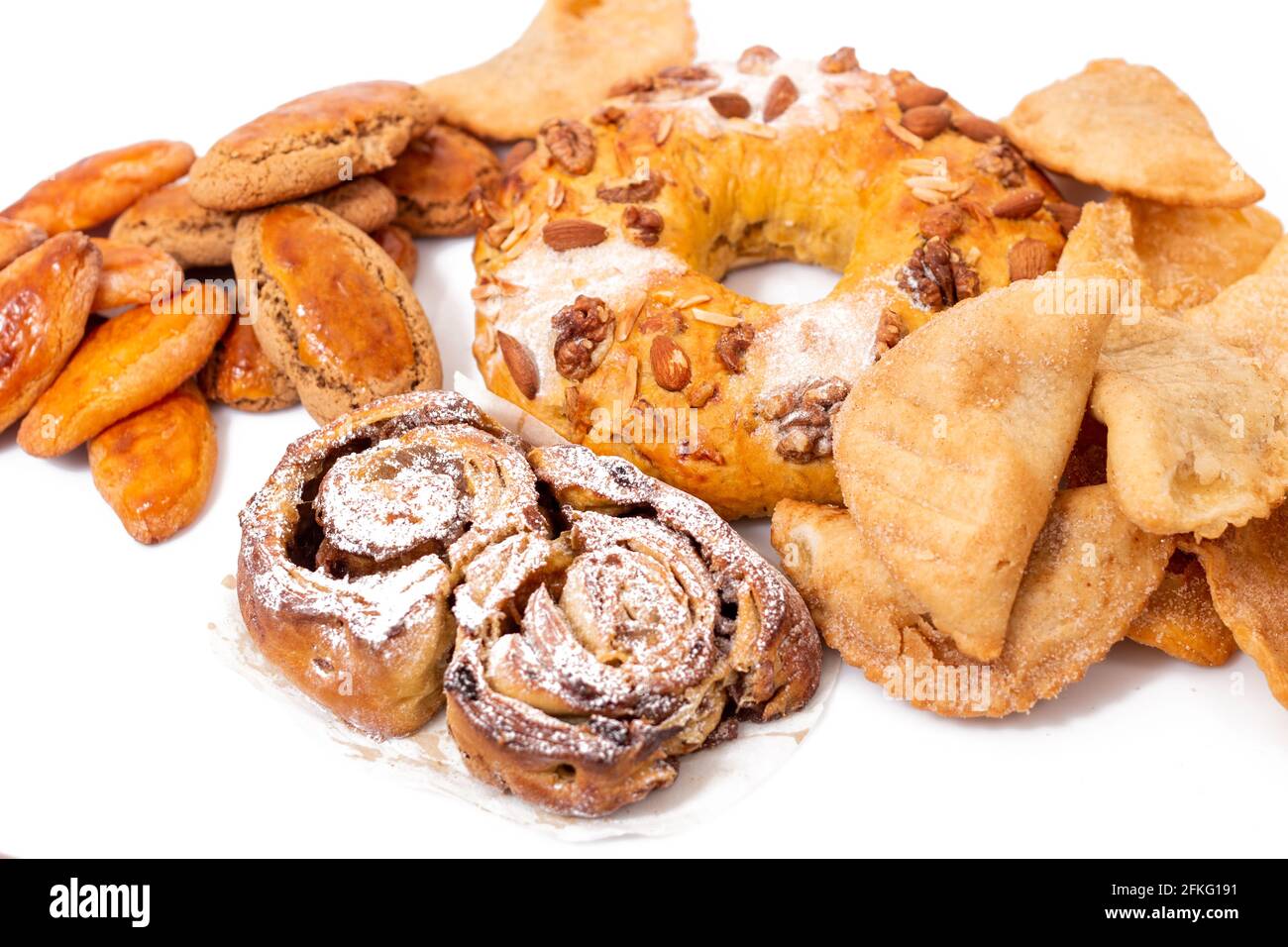 Mix of typicial and traditional christmas pastries and cakes of ...