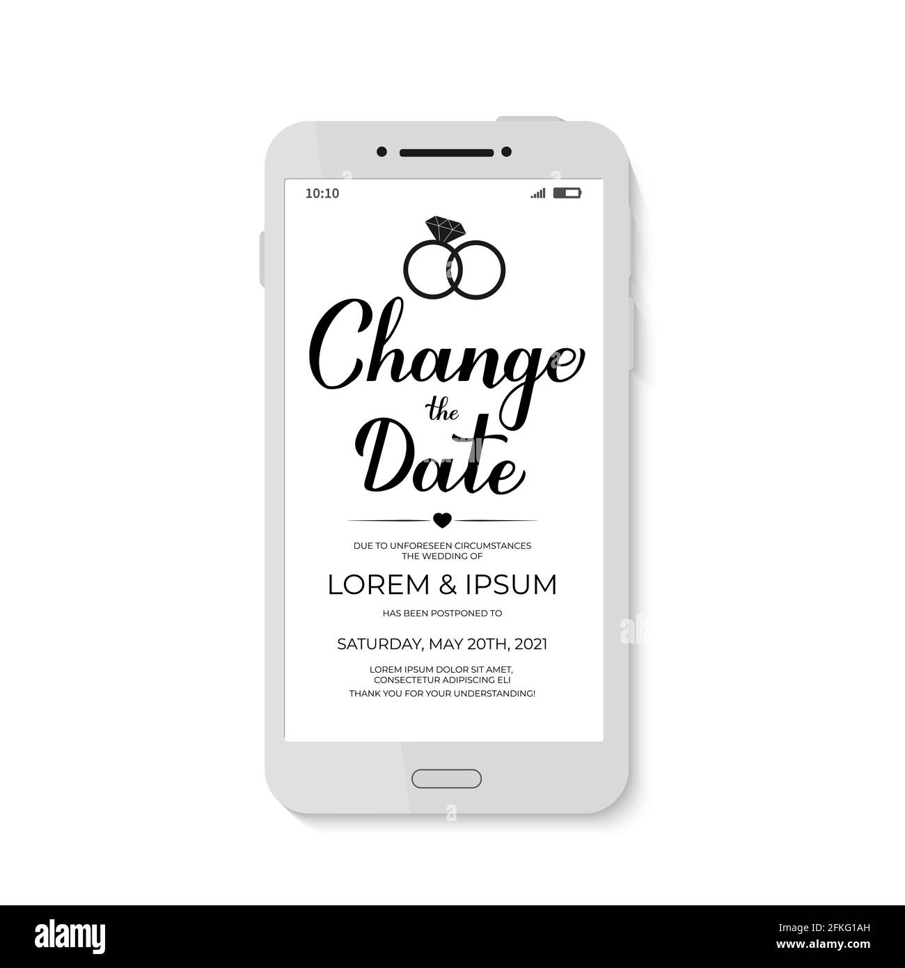 Change The Date postponement announcement on smartphone screen ...