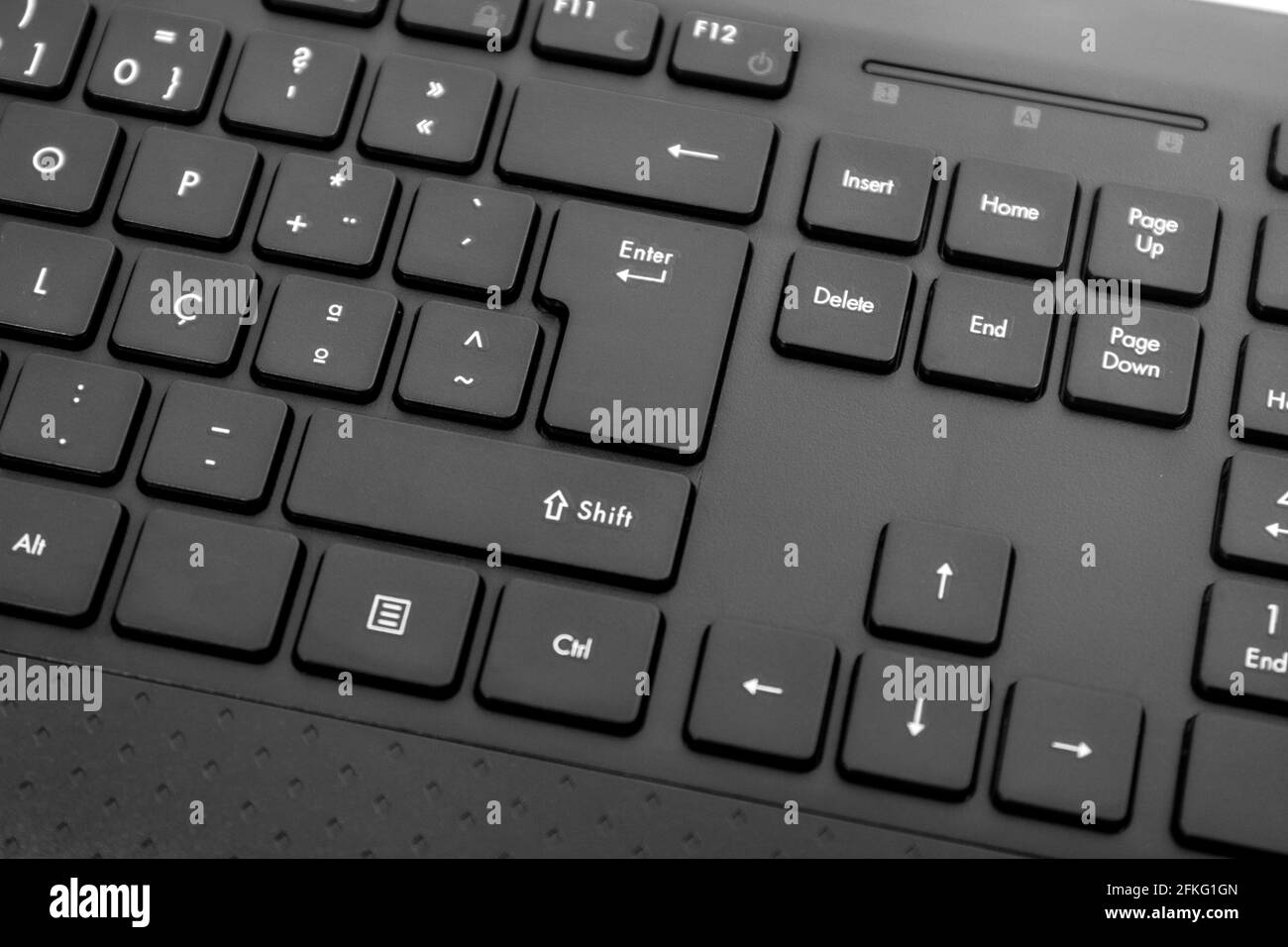 Close up view of a wireless black personal computer keyboard Stock ...