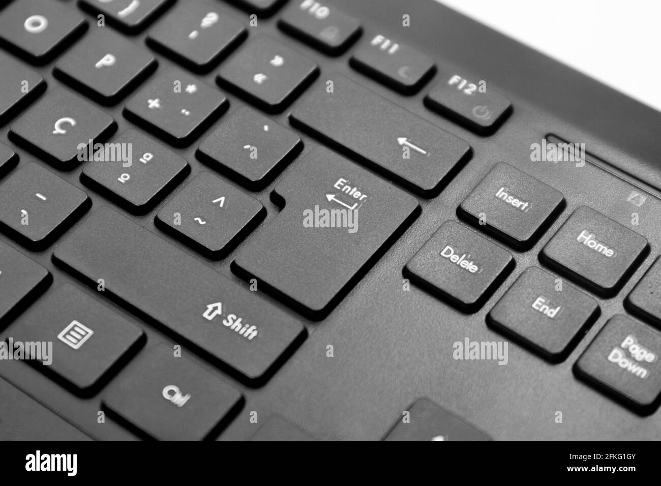 Close up view of a wireless black personal computer keyboard Stock ...