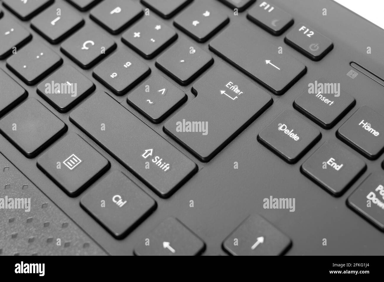 Close up view of a wireless black personal computer keyboard Stock ...