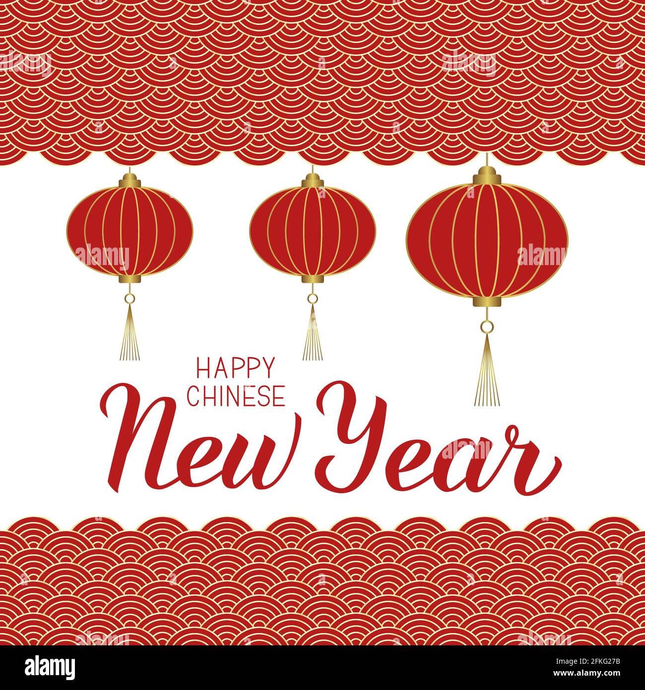 Happy Chinese new year calligraphy lettering with oriental traditional ...