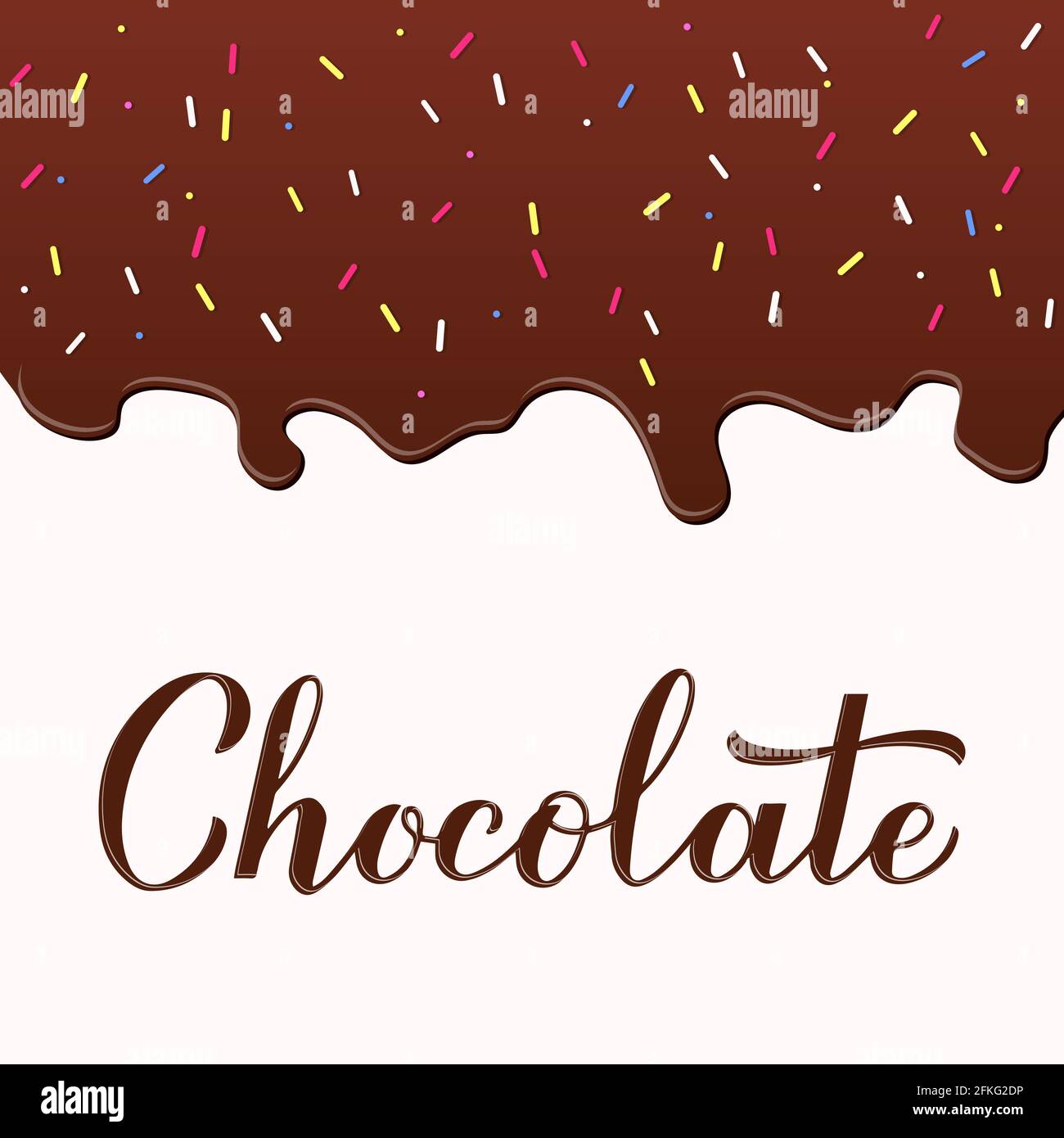 Chocolate calligraphy hand lettering. Melted chocolate background ...