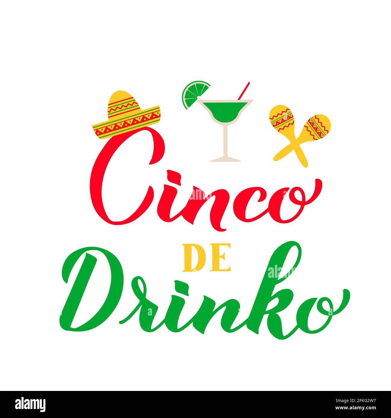 Cinco de Drinko calligraphy hand lettering. Mexican holiday Cinco De ...