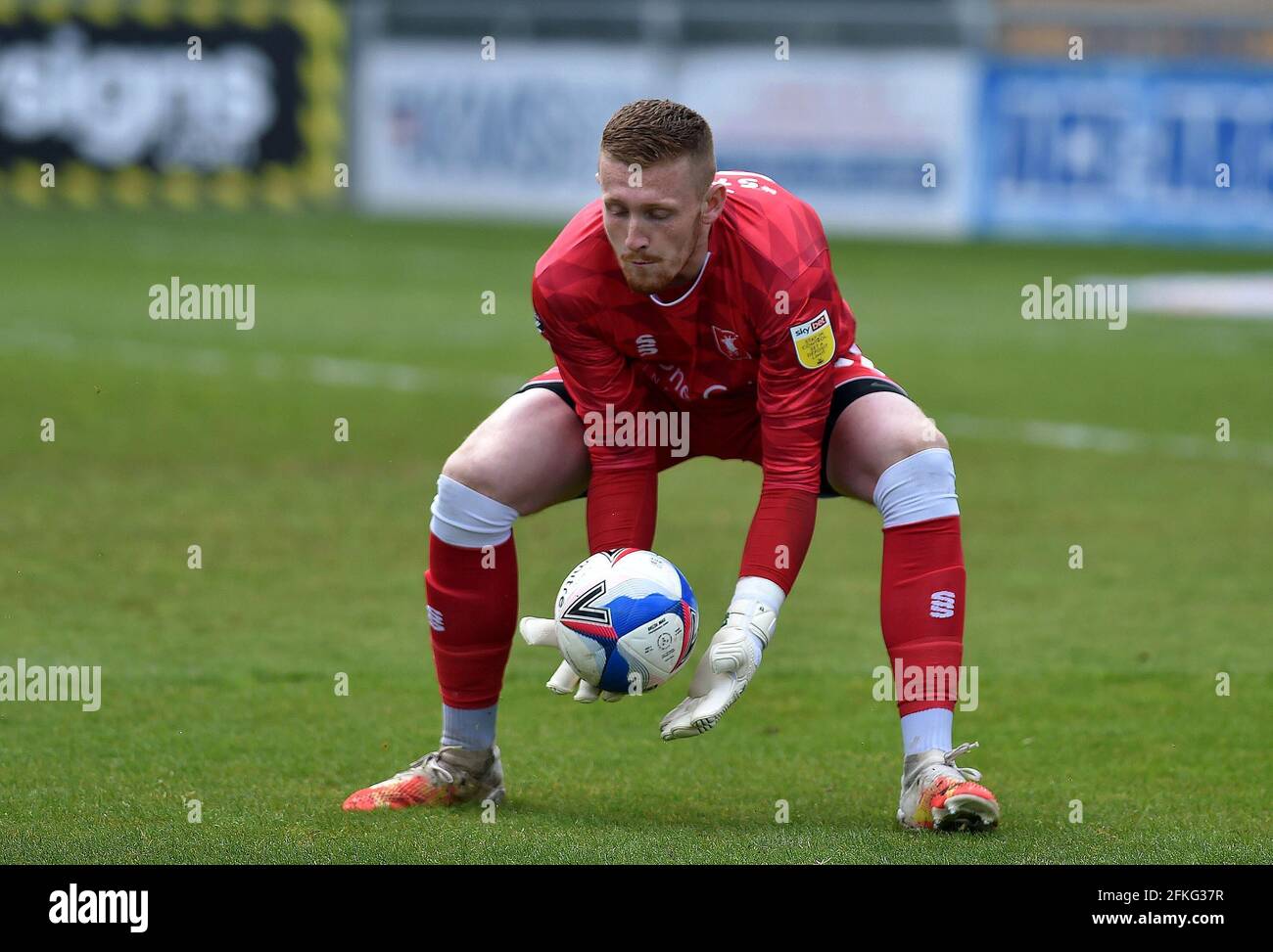 MANSFIELD, UK. MAY 1ST Stock action picture of Aidan Stone of Mansfield ...