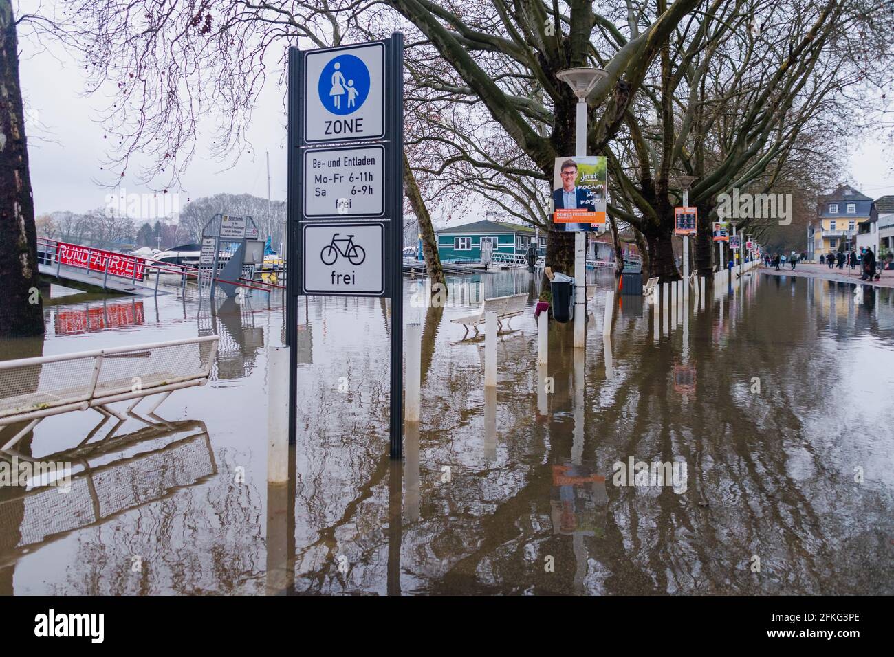 Flood on the Rhine in Wiesbaden Germany Stock Photo - Alamy