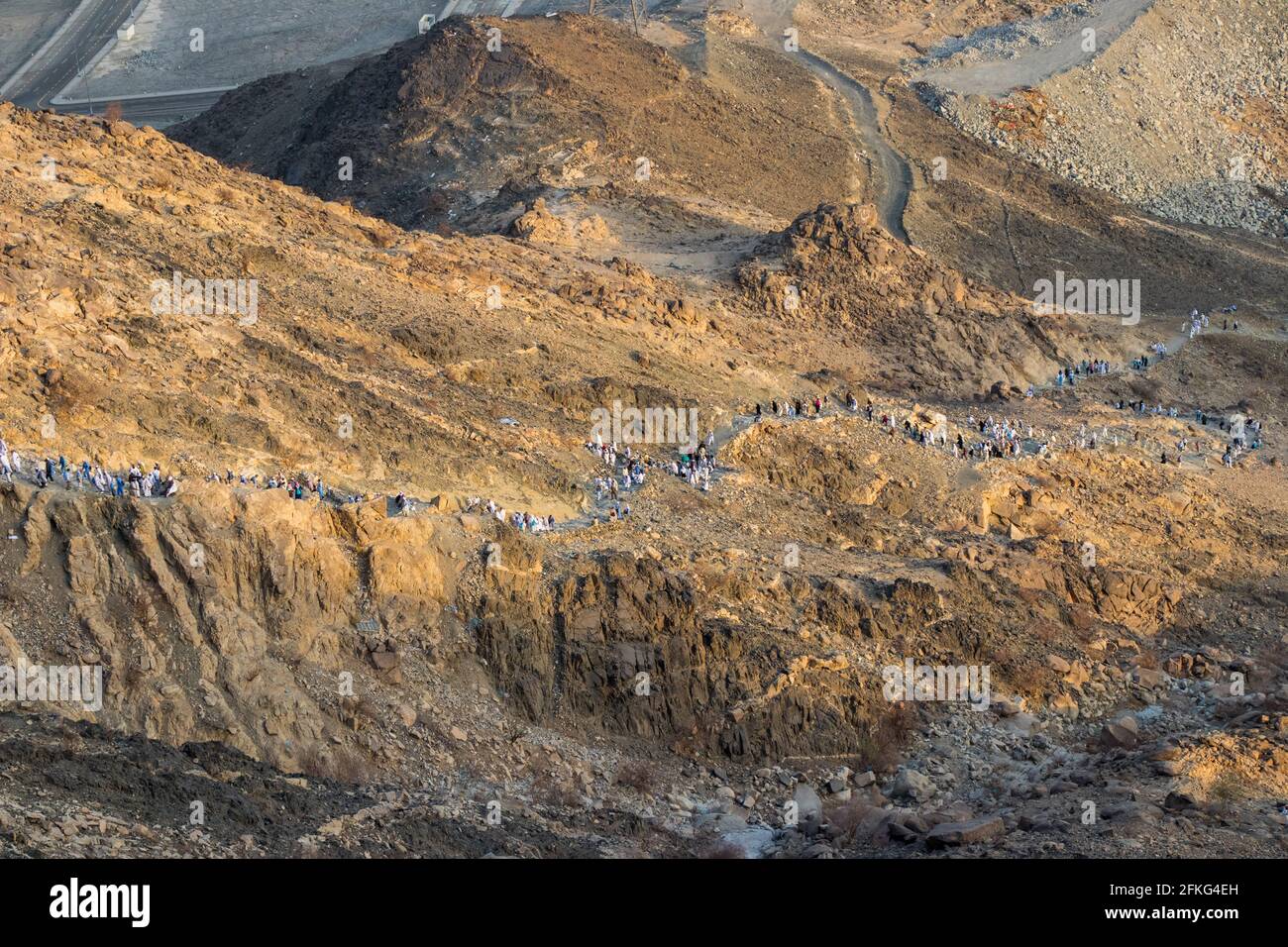 Mount Thawr. Muslim pilgrims climb the Mount Thawr where located the ...