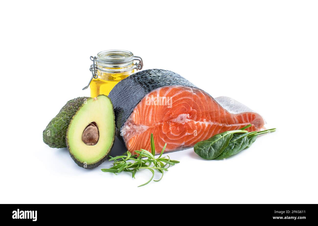 Set of food with fats and omega-3 isolated on white Stock Photo - Alamy