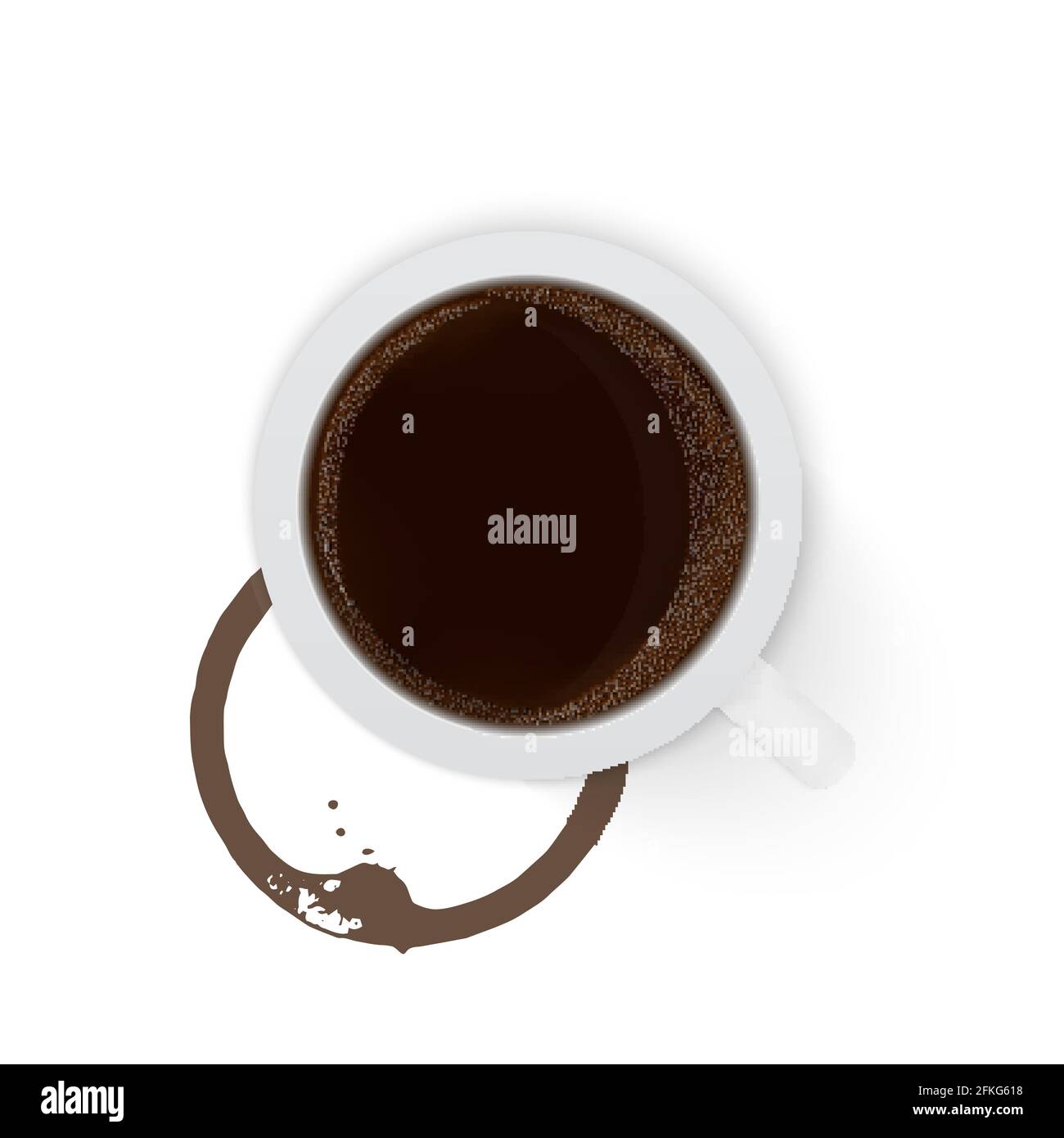 Coffee cup and coffee stain vector illustration. Top view cup of ...