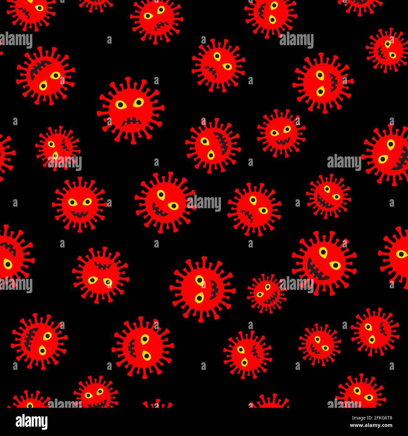 Corona Virus cartoon characters on black background seamless pattern ...