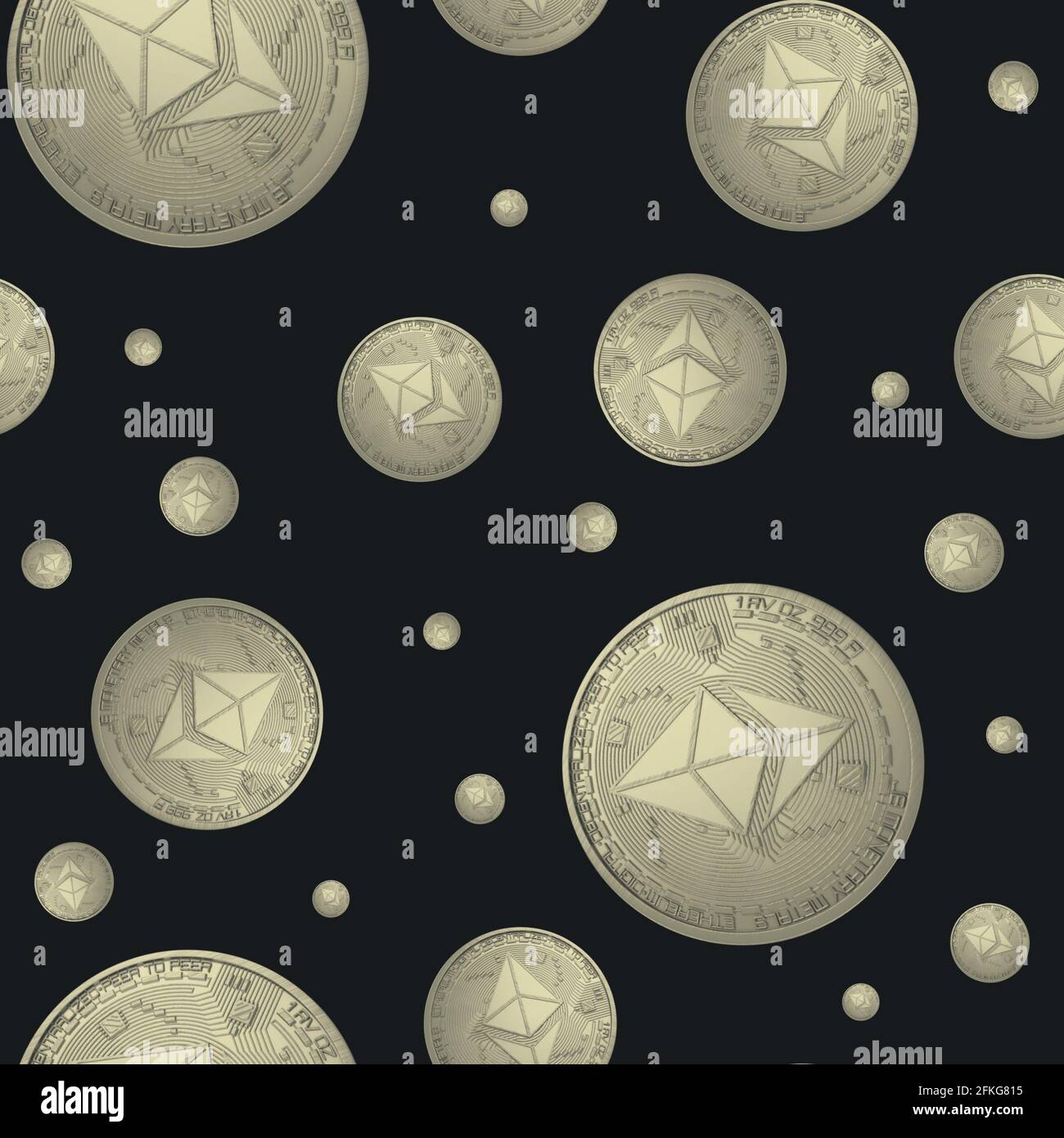 Illustration of silver coins with pyramids and curved text on a black ...