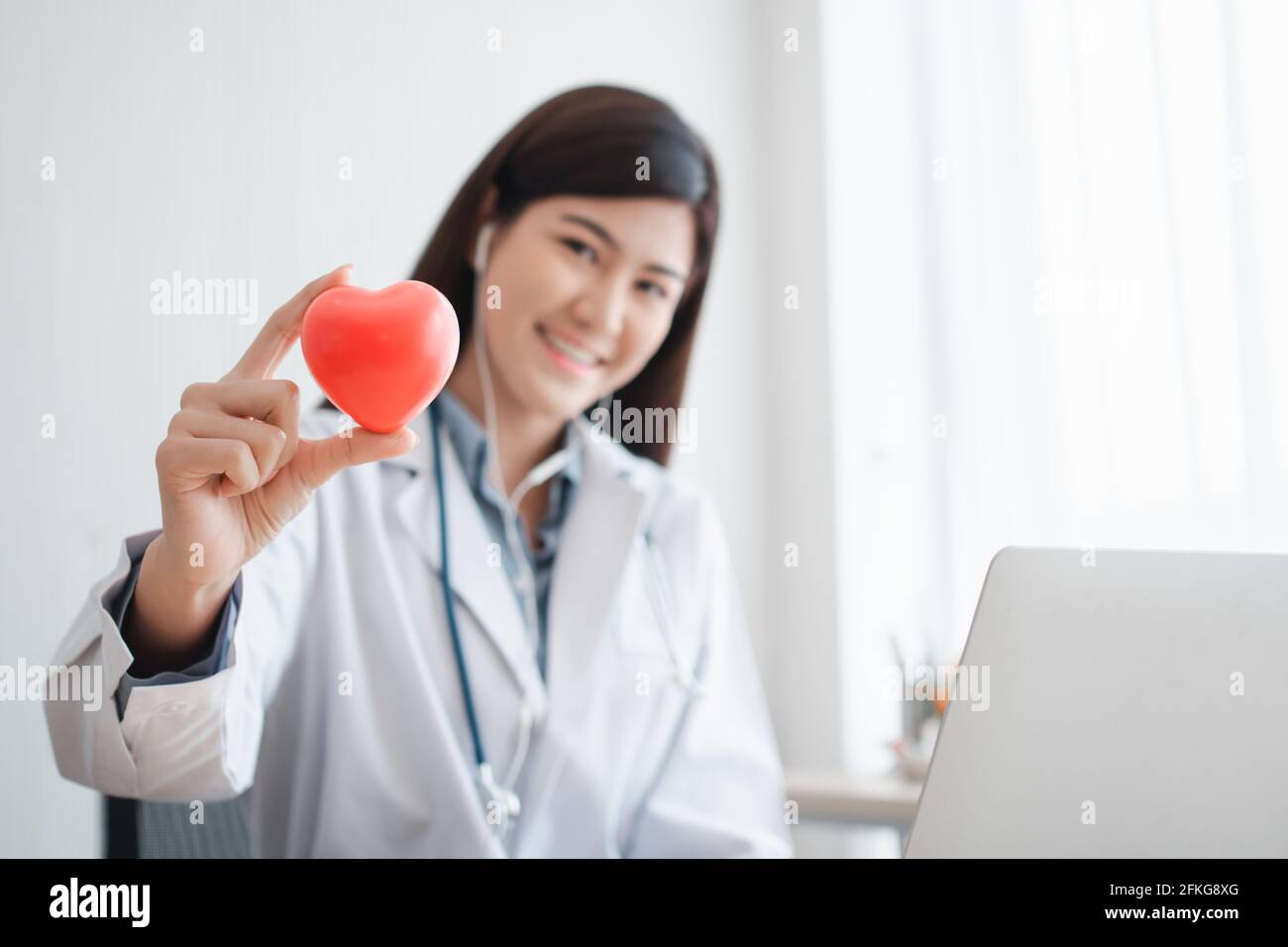 Vlog Asian woman doctor blogger influencer recording video blog for ...