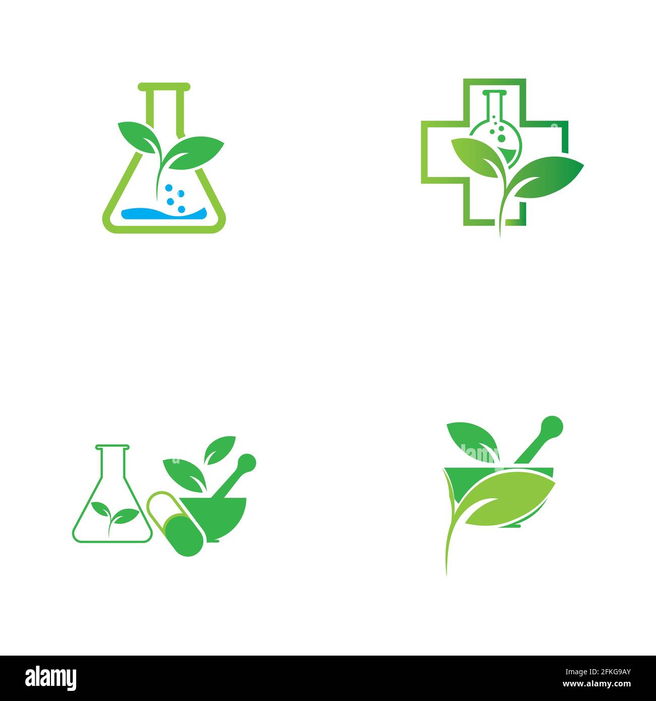 natural medicine logo set illustration design Stock Vector Image & Art ...