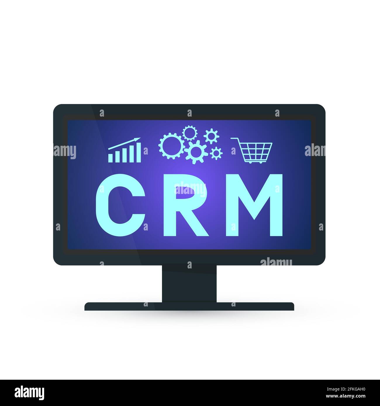 CRM lettering on the computer screen. Customer relationship management ...