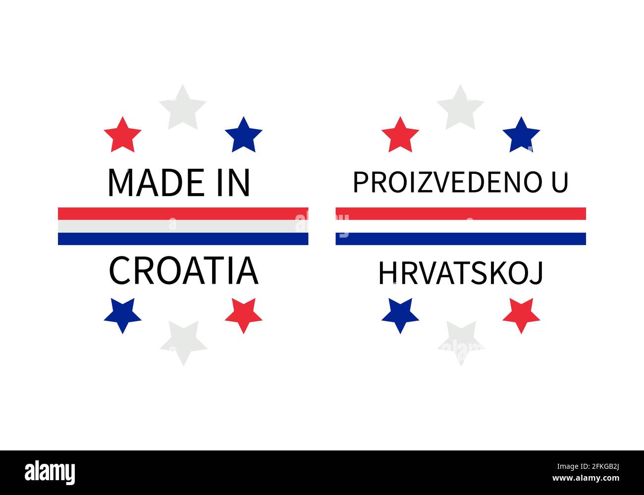 Made in Croatia labels in English and in Croatian languages. Quality ...