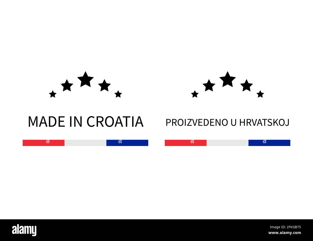 Made in Croatia labels in English and in Croatian languages. Quality ...