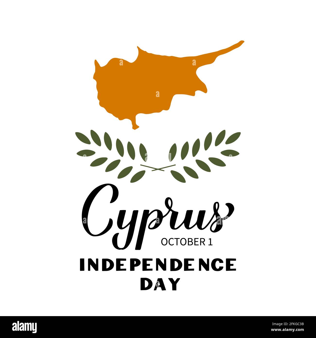 Cyprus Independence Day calligraphy hand lettering isolated on white ...