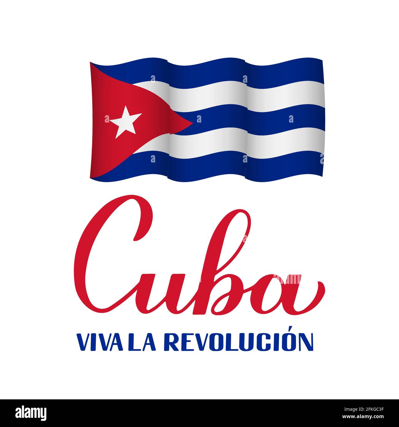 Cuba Revolution calligraphy hand lettering in Spanish. Cuban holiday ...