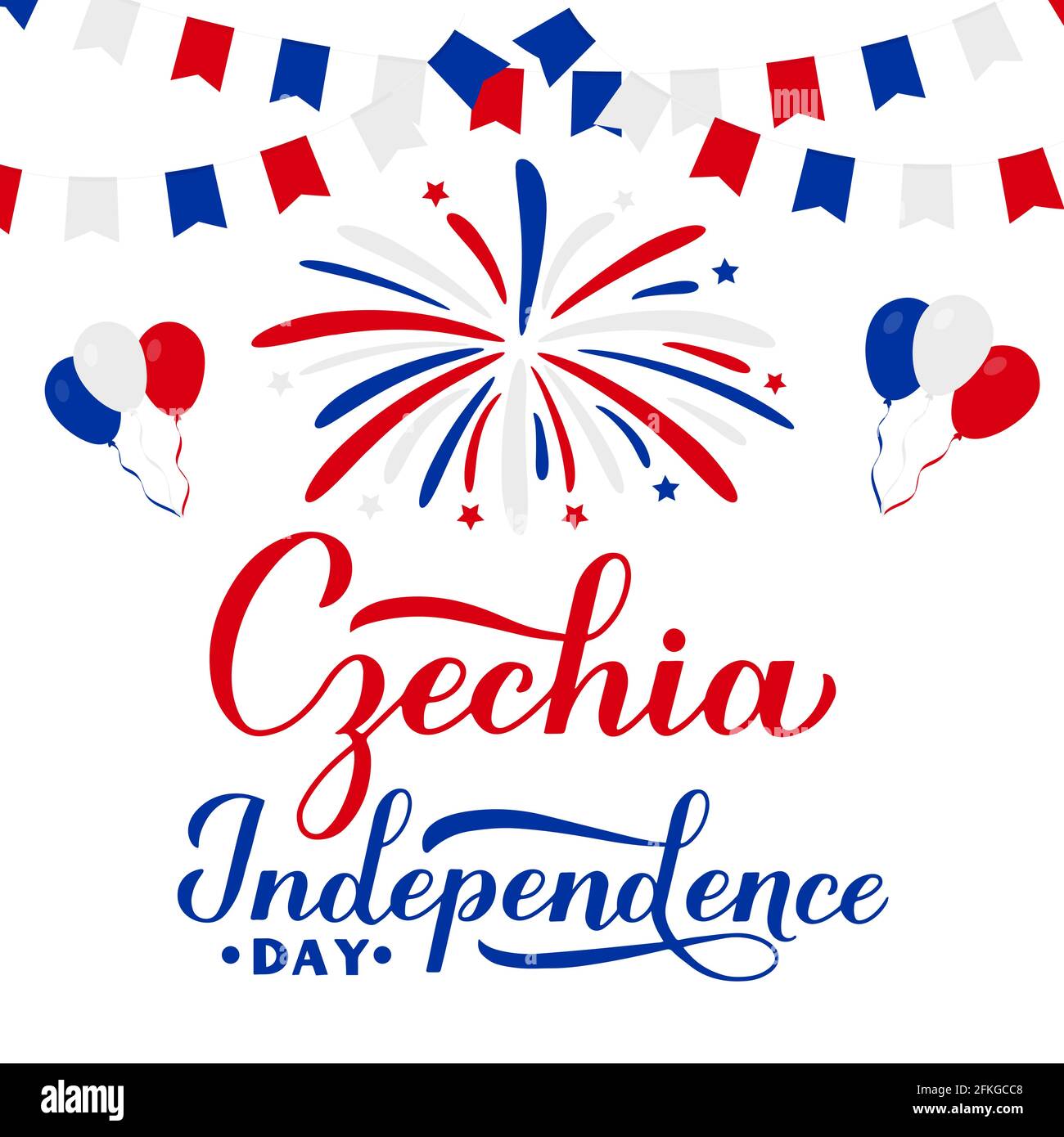 Czechia Independence Day calligraphy hand lettering with flags and ...
