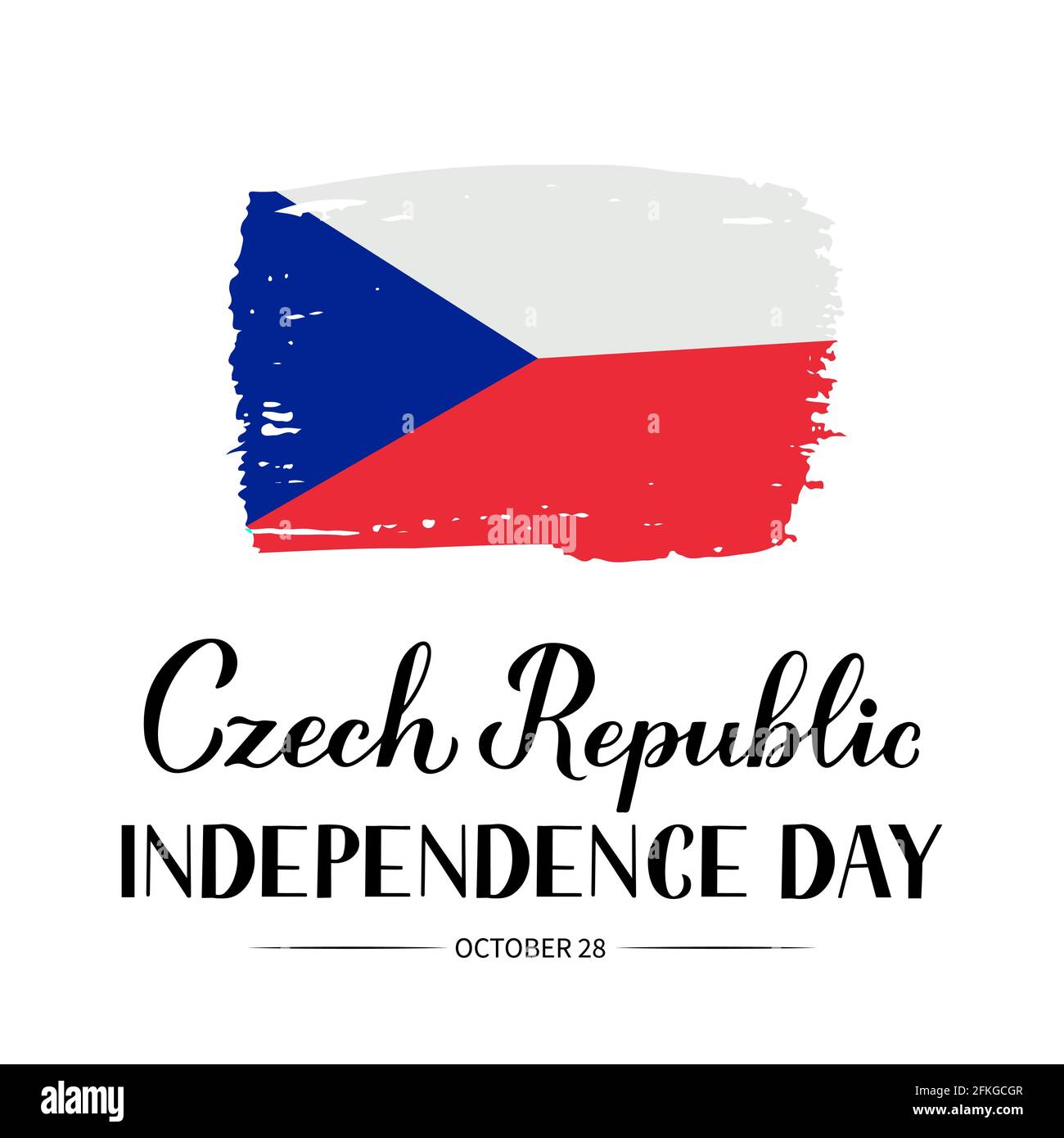 Czech Republic Independence Day calligraphy hand lettering with flag ...