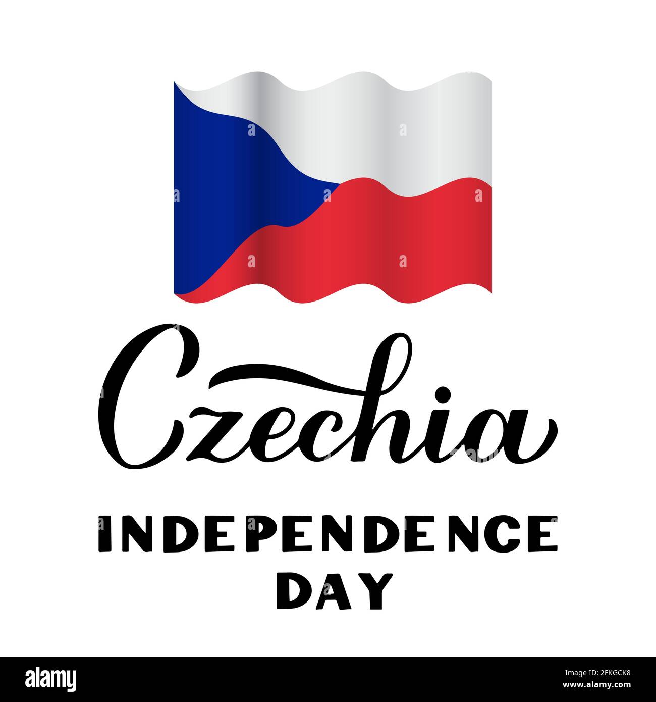 Czechia Independence Day calligraphy hand lettering with flag isolated ...