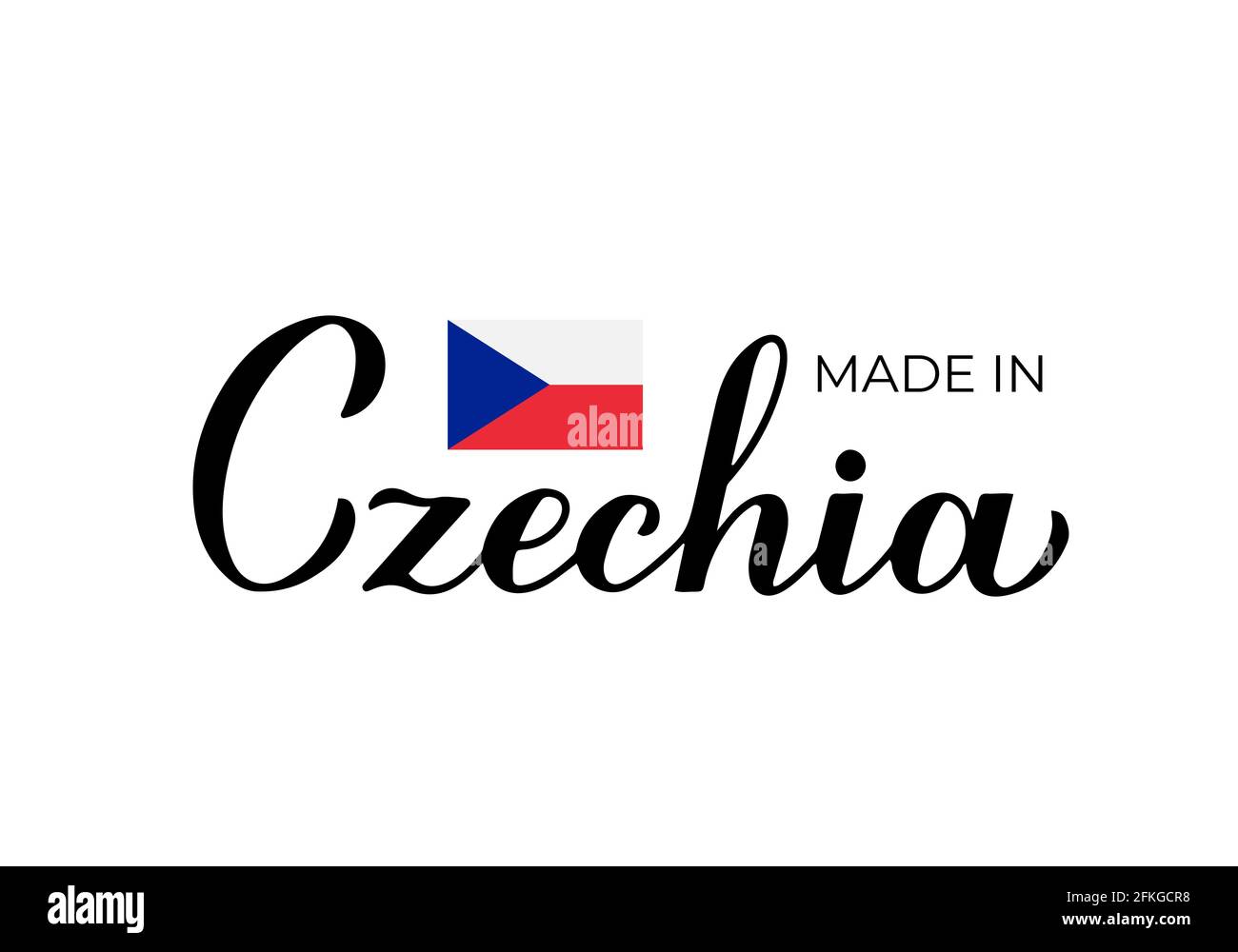 Made in Czechia handwritten label. Quality mark vector icon ...