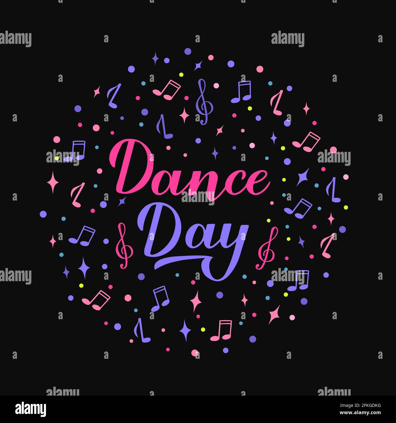 International Dance Day calligraphy hand lettering on black background ...