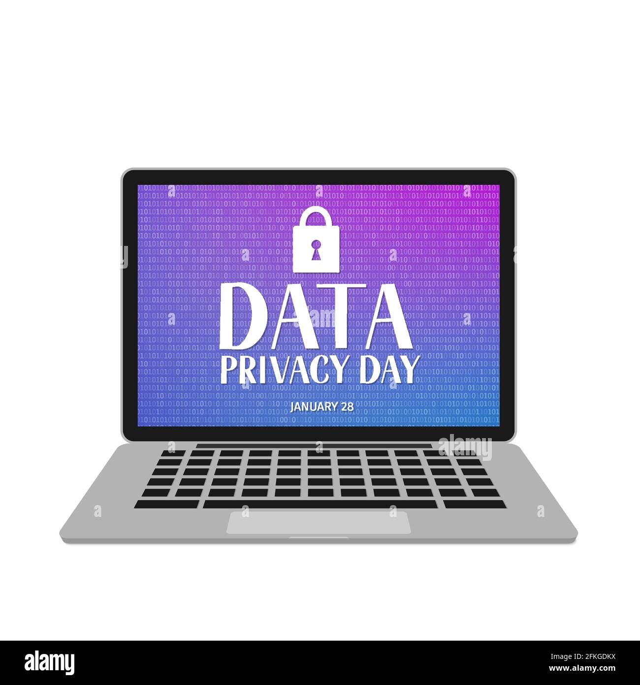 Data Privacy Day vector illustration with lettering and closed lock on ...