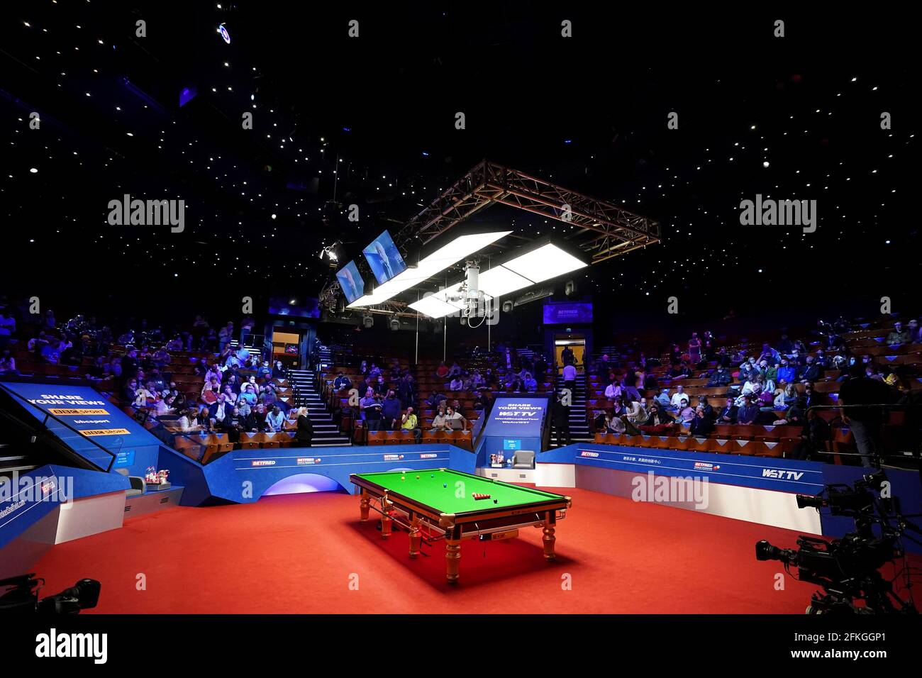 A general view during day 15 of the Betfred World Snooker Championships ...