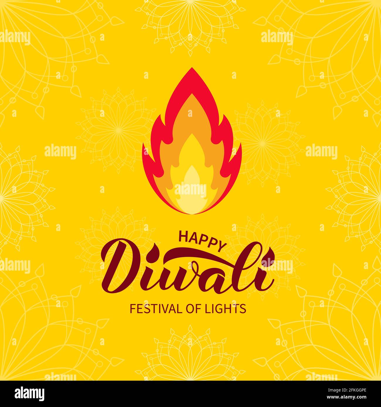 Happy Diwali calligraphy hand lettering with fire. Traditional Indian ...