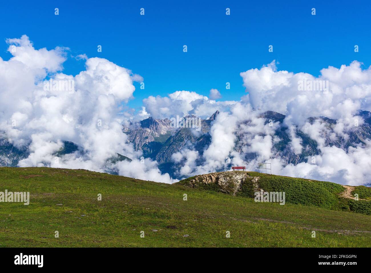 Closeup shot of a hill covered in greenery under s bright sky Stock ...