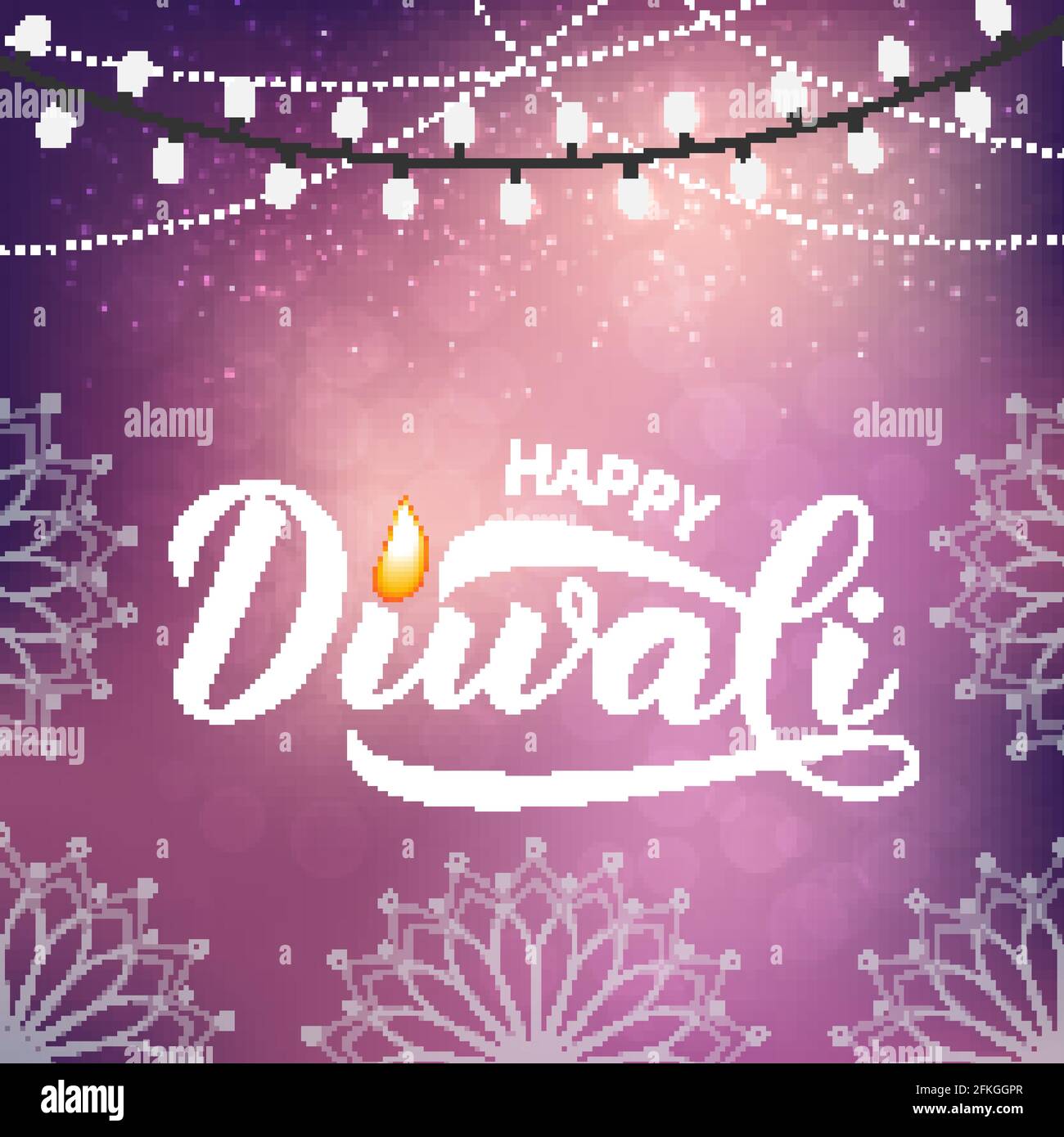 Happy Diwali calligraphy hand lettering with fire. Traditional Hindu ...
