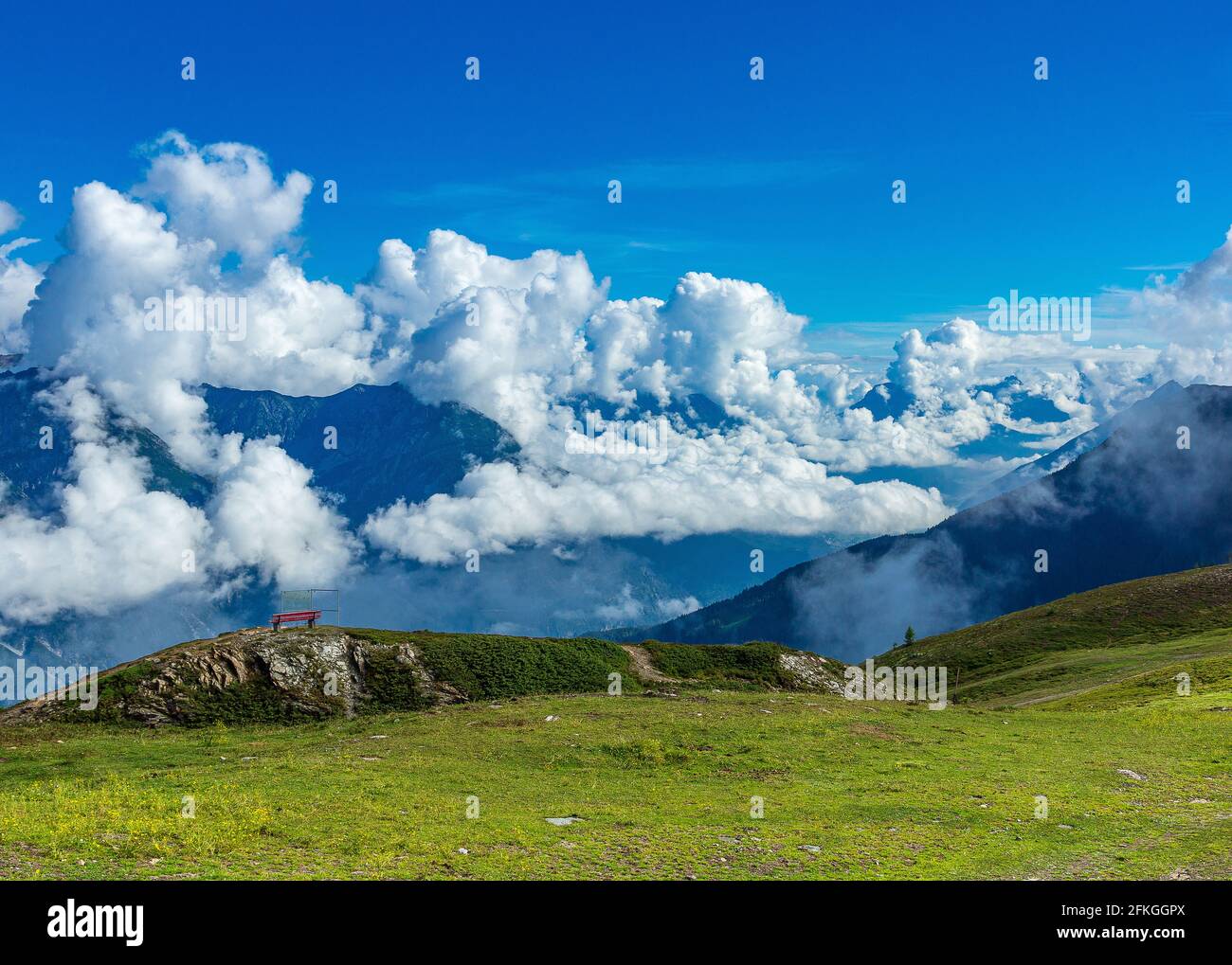 Closeup shot of a hill covered in greenery under s bright sky Stock ...