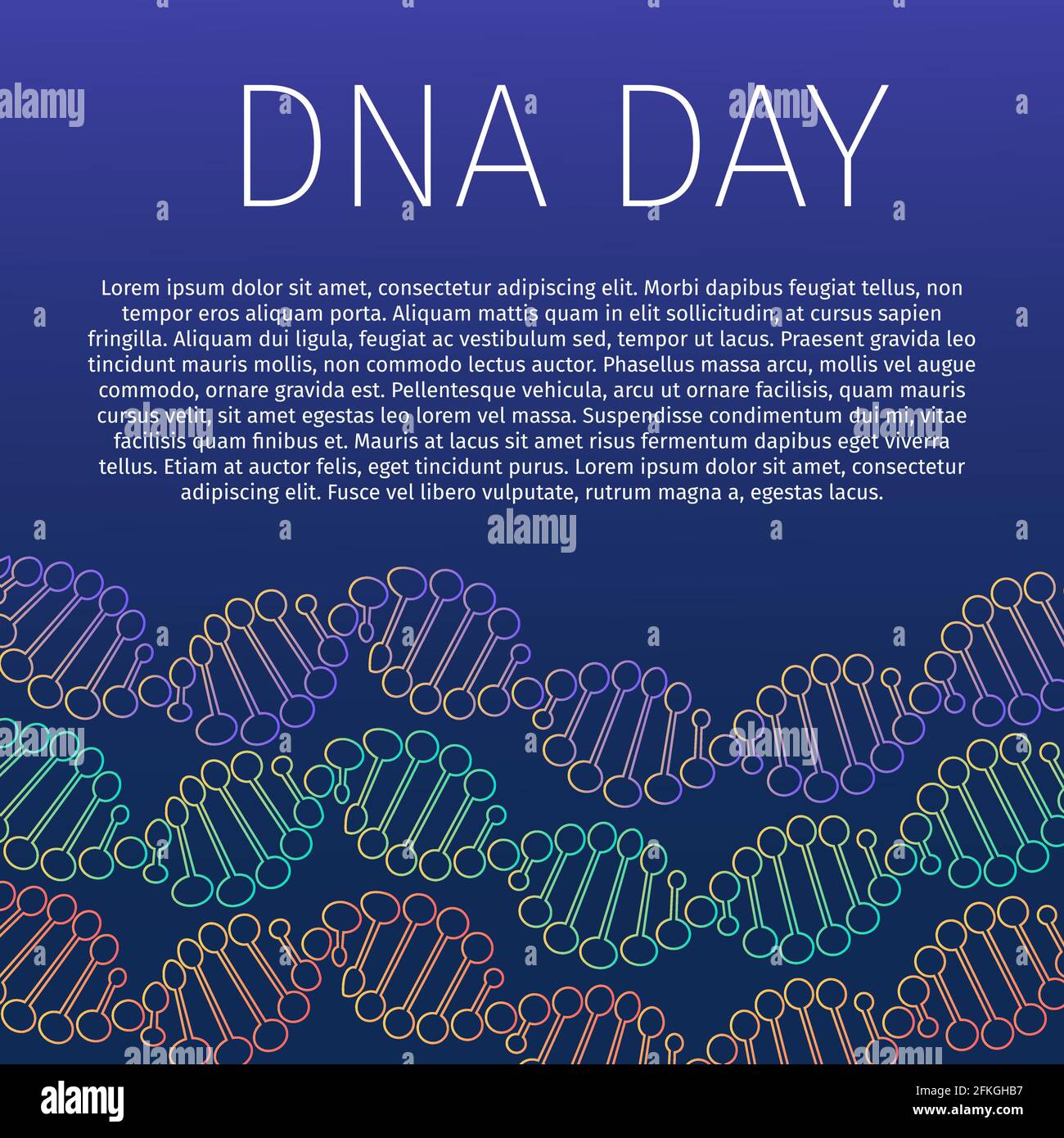 DNA day typography poster. Neon helix of human DNA molecule. Science ...