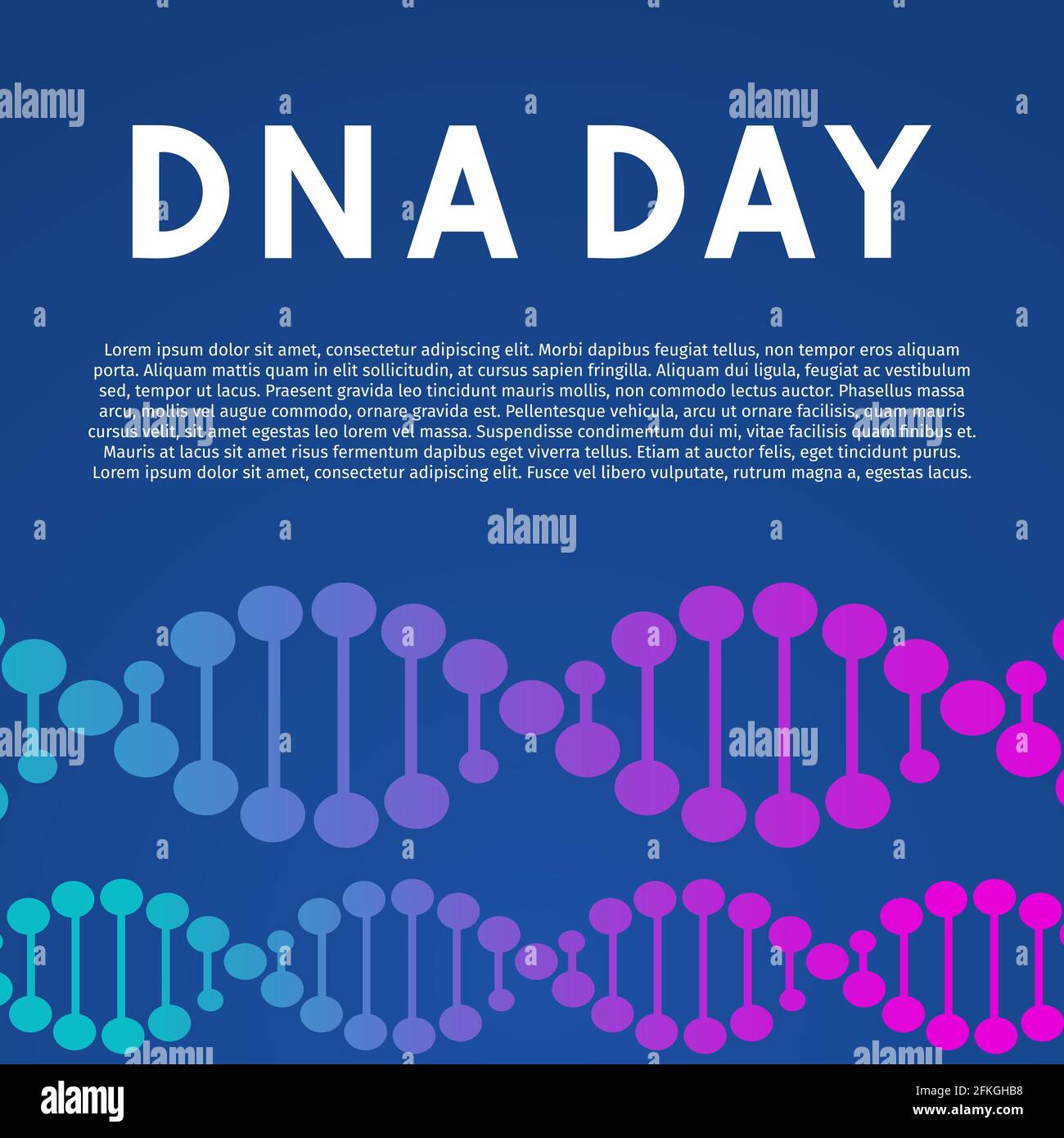 DNA day typography poster. Neon helix of human DNA molecule. Science ...